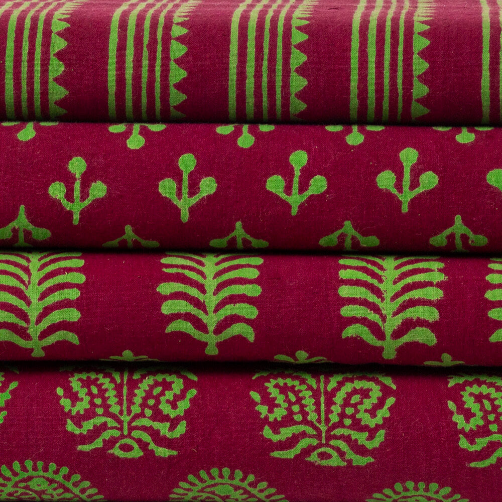 Batik Fabric, Red/Green Patterns – Cargo Inc.